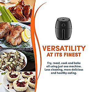 Elite Gourmet EAF-0201 Personal 2.1 Qt. Compact Space Saving Electric Hot Air Fryer Oil-Less Healthy Cooker, Timer & Temperature Controls, 1000W