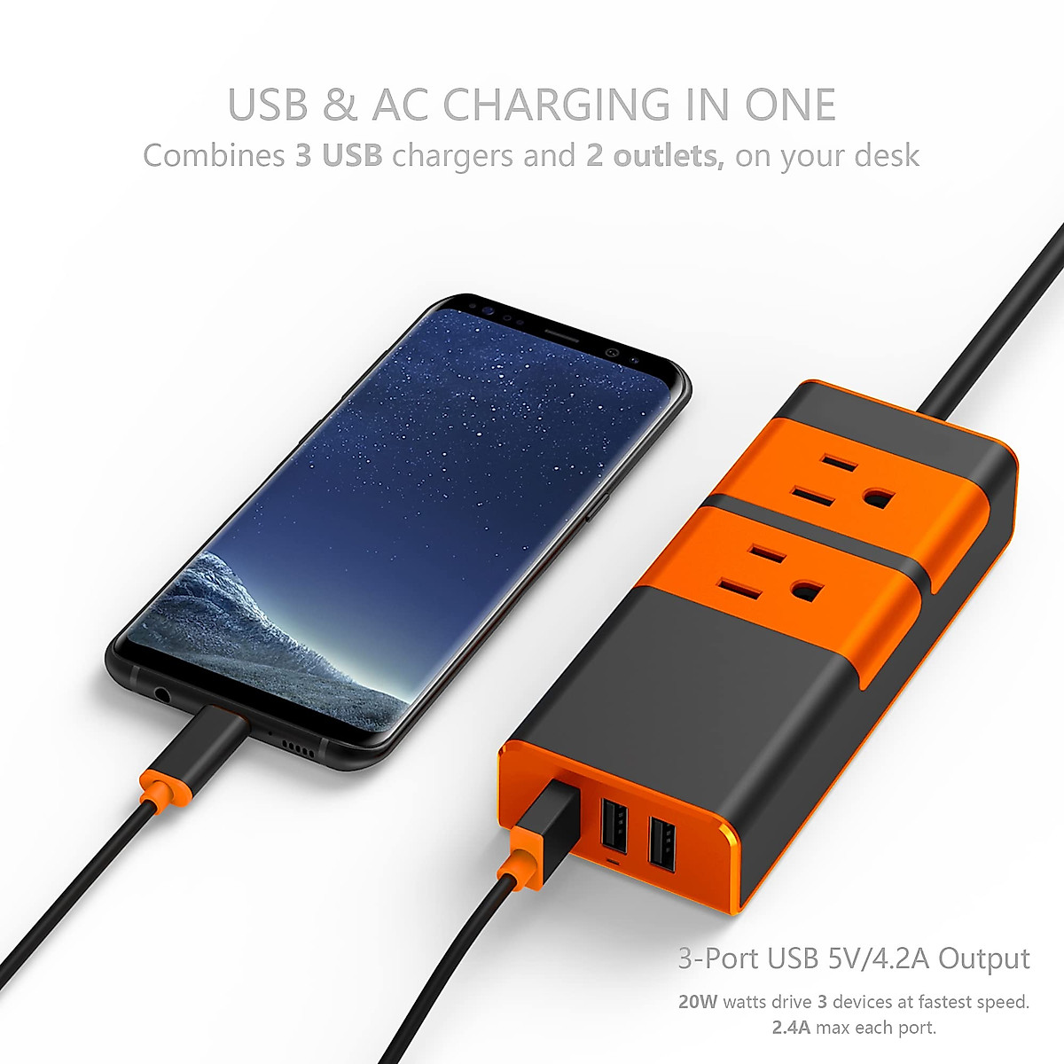 Surge Protector Power Strip Metal Desk Mount Clamp,Under Desk Mount USB ...