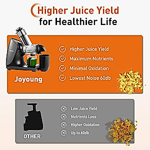 JOYOUNG Juicer Machines Ceramic Auger Juicer Masticating Juicer Higher Juice Yield, Slow Press Juicer 3 inches Large Feed Chute juicer masticating Easy to Clean