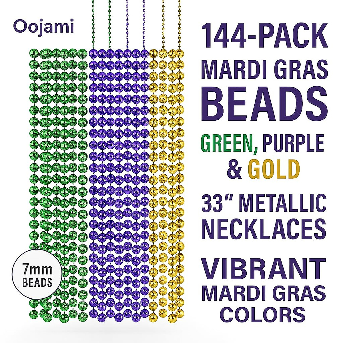 Mardi Gras Beads (144 Pieces) by Oojami