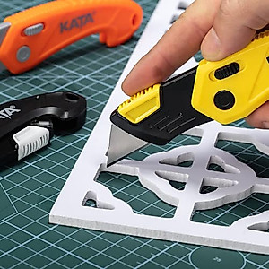 KATA 6-Pack Utility Knife, Folding Box Cutter for Cartons, Cardboard and Boxes, Quick Change Blade, 10pcs Extra SK5 Blades Included, Lock Back Mechanism