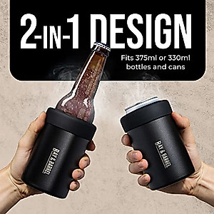 Bay & Barrel - Stubby Bottle & Can Cooler, Vacuum Insulated Can & Bottle Holder, Slip-Free Insulated Can Cooler, 2-in-1 Insulated Beer Can Holder, 12 oz, Black