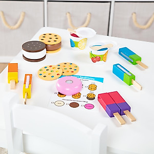 Melissa & Doug Wooden Frozen Treats Ice Cream Play Set (24 pcs) - Play Food and Accessories Food Toys for Toddlers and Kids 3+