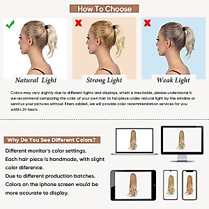YOUNGWAYS Clip in Ponytail Extension Dirty Blonde 18 Inch Pony Tails Hair Extensions for Women Long Straight Curly Tail Ponytail Hair piece Synthetic Fake Versatile Pony
