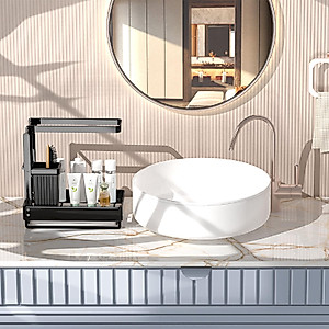 Yawinhe Sponge Holder, Sink Caddy Organizer with Detachable Brush Rack, Kitchen Accessories for Organization, Stainless Steel, Black