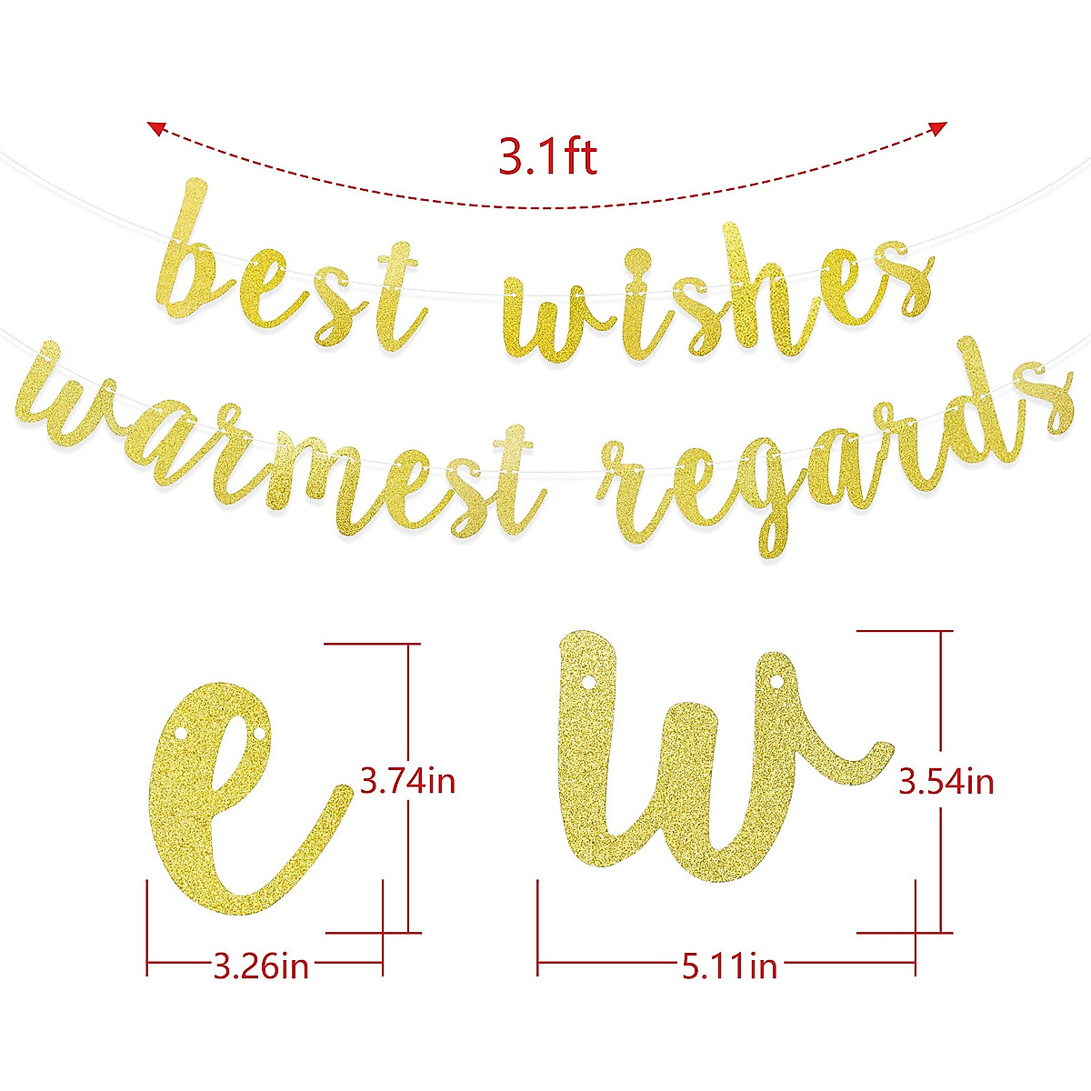 Best Wishes Warmest Regards Banner, Schitt's Greek Themed Birthday Banner, Graduation Party, Farewell Party Decorations(Gold Glitter)