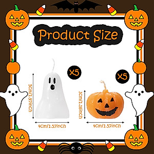 10 Pcs Halloween Ghost Candles Pumpkin Candles, Cute Halloween Candles Thanksgiving Fall Candles Handmade Wax Burning Candles for Halloween Party Decorations Ghost Decor