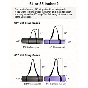 Tumaz Yoga Mat Strap [MAT NOT Included] (2 Sizes) with Extra Thick & Comfy Delicate Texture, Adjustable Yoga Mat Carrier