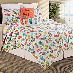 C&F Home Flip Flop Life Pillow Beach Summer Sandals Embroidered Throw Pillow Decor Decoration Throw Pillow for Couch Chair Living Room Bedroom 18" x 18" Orange