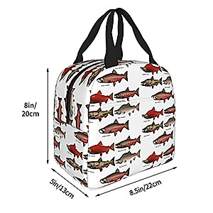 ASEELO Salmon Print Insulated Lunch Box Bag Portable Aluminum Foil Thickened Lunch Bag With Rice Tote Bag