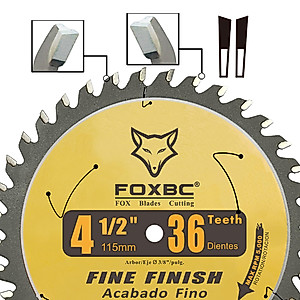 FOXBC 4-1/2 Inch Trim Circular Saw Blade 36 Tooth Fine Finish Wood Cutting with 3/8-Inch Arbor
