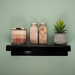 Clear Acrylic Floating Wall Shelves, Two Pack, 15 Inch Wall Bookshelf for Kids, 5 mm Acrylic Shelves for Kitchen, Shower, Nursery. Spice Rack, Display Organizer, Bathroom Storage Shelves (Black)