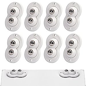 FYY Self Adhesive Caster Wheels, 8PCS Mini Swivel Wheels 360 Degree Rotation Stainless Steel Paste Pulley Sticky Pulley for Small Furniture Storage Box Trash Can Bins White