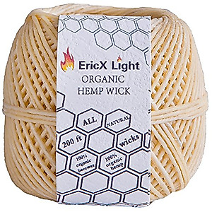 EricX Light Beeswax Hemp Wick,200 ft Spool,100% Organic Hemp Wick Well Coated with Beeswax,Standard Size(1.0mm)