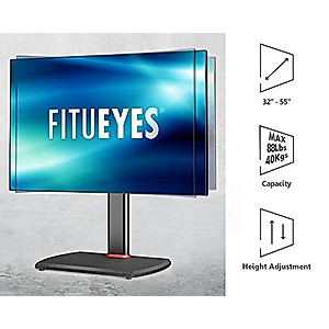 FITUEYES Universal TV Stand Base for 32-55 60 inch TV, 2.22 FT Table Top TV Stand with Swivel Mount & Wood Base, Height Adjustable, Max Load 88 lbs, Black