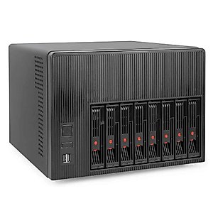 AUDHEID K7 8 Bay NAS Case, Computer Enclosures Compatible Micro-ATX Mini-ITX Motherboard, 3 x Fans, 8 x 2.5/3.5" Tray, Network Attached Storage Server for Home(Diskless)