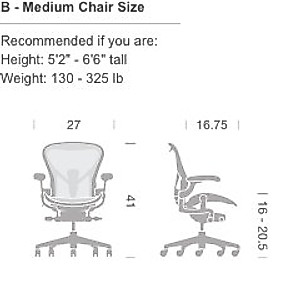 Herman Miller Aeron Ergonomic Chair - Size B, Mineral