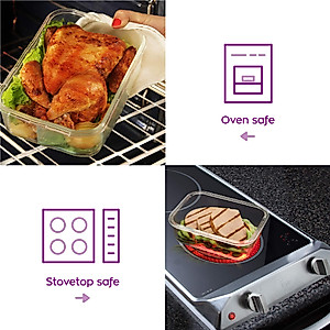 5 Pack Rectangular Heat Resistant Borosilicate Glass Airtight Containers with Lock Down Lids By Popit