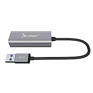 Ethernet Adapter USB 3.0 to Network, Techkey USB to RJ45 Gigabit LAN/Windows XP/for Mac OS X /10.9-11.1, 10/100/1000 Mbps Ethernet Supports Nintendo Switch/MacBook/Chromebook