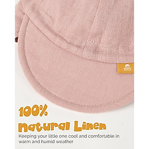 Baby Sun Hat Summer Baby Hats with Neck Flap Linen Breathable Infant Boy Girl Sun Hat Lightweight Packable Baby Swim Hat Pink