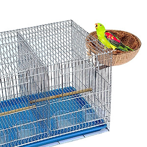 Tfwadmx Bird Nests Natural Coconut Shell Parrot Breeding Hatching Nesting Box Cage Hatch House Hut Cave for Small or Medium Finch Parakeet Accessories Toys –(2 Pcs)