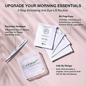 Contours Rx B5 Eyelid Prep Exfoliating Pads - Everyday Eyelid Cleansing Wipes & Makeup Remover Pads - Restorative Vitamin B5 Eyelid Cleanser Prep Pads to Brighten, Nourish & Hydrate (30 Pack)