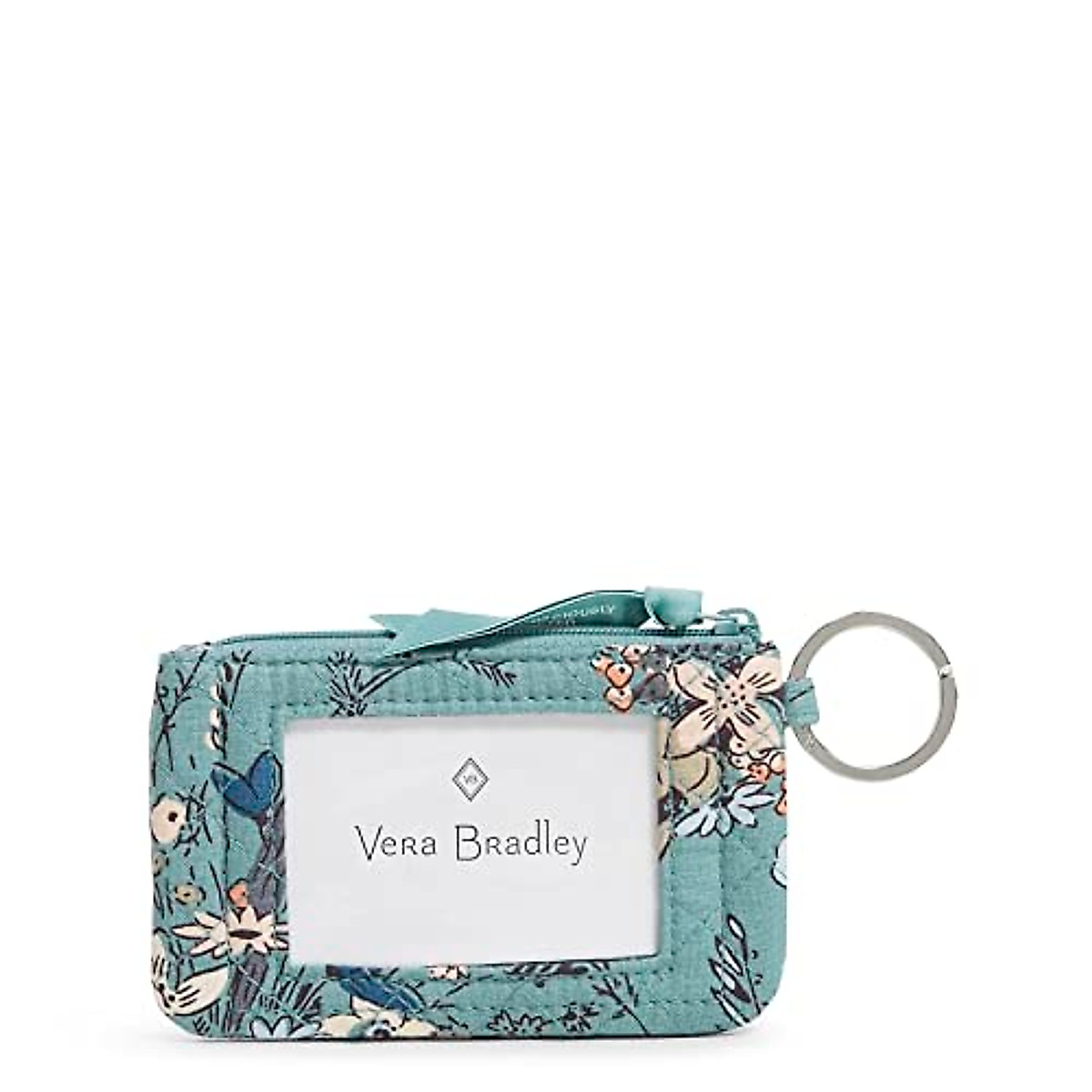Vera Bradley Women's Cotton Zip ID Case Wallet, Sunlit Garden Sage - Recycled Cotton, One Size