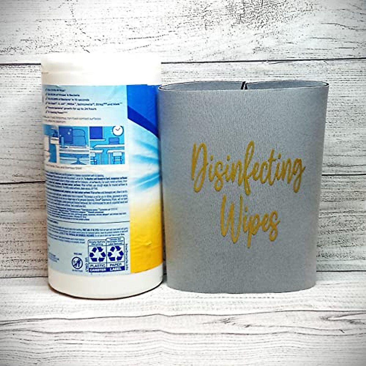 Decorative Cleaning Wipes Cover Gold Script (Large, Black)