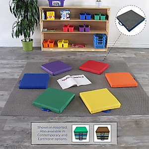 Factory Direct Partners 12228-CT SoftScape 15" Square Floor Cushions with Handles, 2" Thick Deluxe Foam (6-Piece) - Contemporary