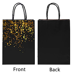 Cooraby 20 Pieces Paper Party Bags Dot Bronzing Kraft Paper Bag Hen Party Bags Bride Gift Bag with Handle for Party Favours