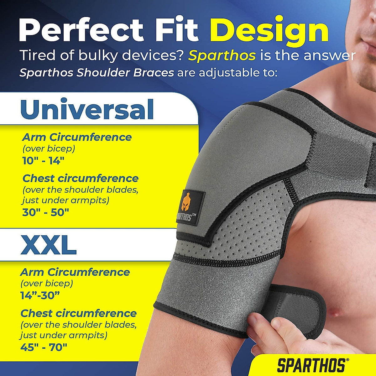 Sparthos Shoulder Brace - Support and Compression Sleeve for Torn Rotator Cuff, AC Joint Pain Relief - Arm Immobilizer Wrap, Ice Pack Pocket, Stability Strap, Dislocated Sholder - for Men and Women