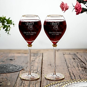 Krezy Case 25th Anniversary Couple wine glasses,20oz Etched Stemless Wine Glasses for Couples, Perfect Engagement Wine Glasses,Bridal shower Wine Glasses, Anniversary Wine Glasses