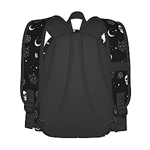 Black Gothic Skull Moon Cat Backpack Casual Sports Bookbag Unisex Travel Laptop Backpacks