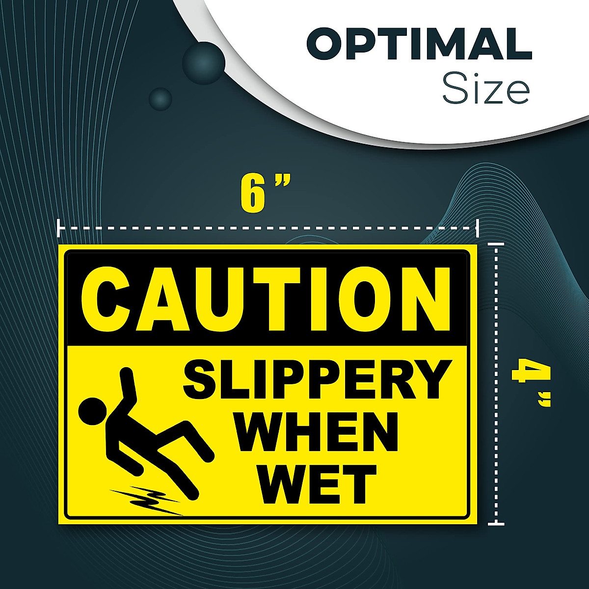 Caution Slippery When Wet Sign - 4 x 6 Wet Floor Signs 3 Pack - Wall Caution Stickers Wet Floor Sign - Wet Floor Signs Commercial