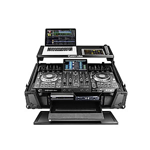 ODYSSEY FZGSPRIME4W2BL Denon Prime 4 Black Flight Case with Patented Glide Laptop Platform & 2U Rack Spaces