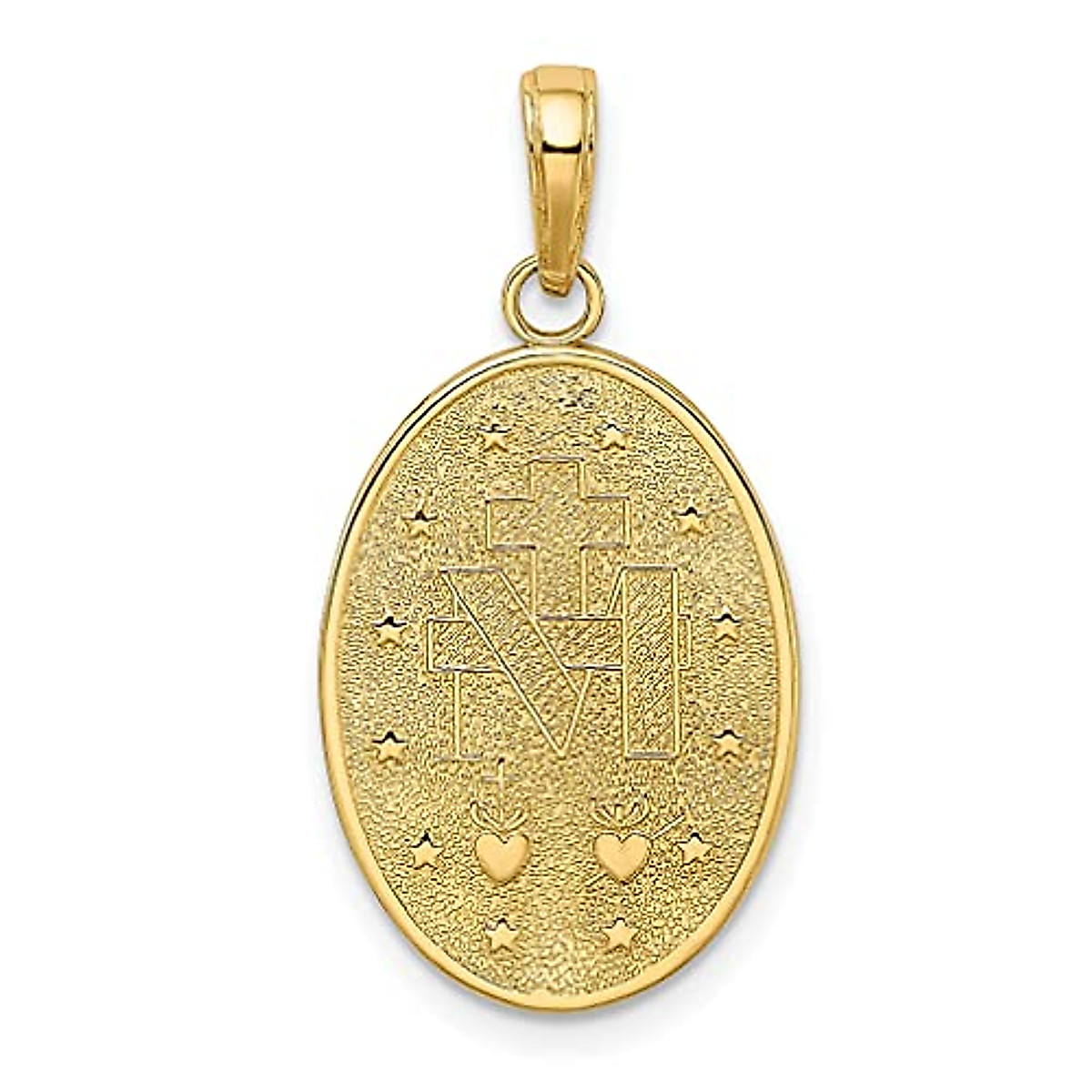 IceCarats 14K Yellow Gold Our Lady of Miraculous Medal Blessed Virgin Mary Necklace Charm Pendant 29mm x 14.5mm Only