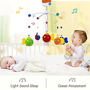 Fisca Baby Musical Crib Mobile, Infant Bed Decoration Toy Hanging Rotating Bell with Melodies Dual Purpose (Mobile & Bath Toy)