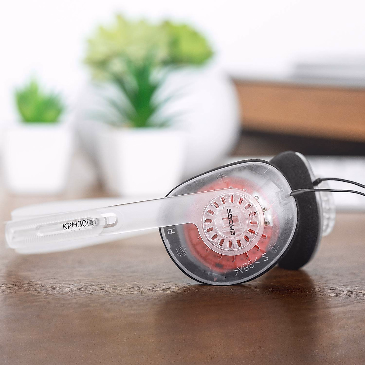 Koss KPH30iCL On-Ear Headphones, in-Line Microphone and Touch Remote Control, D-Profile Design, Wired with 3.5mm Plug (Clear)