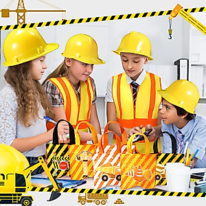 Hercicy 36 Pcs Construction Birthday Party Supplies Dressing up Costume Include 12 Construction Hat 12 Kids Construction Vest 12 Construction Party Goodie Bags for Construction Party Decorations