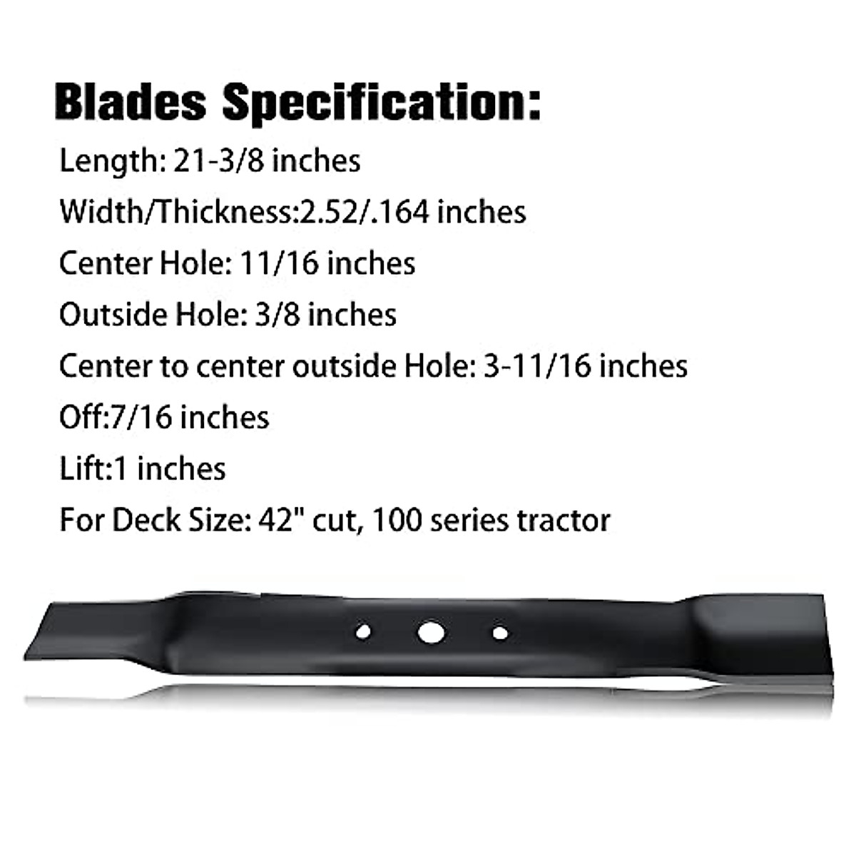 Grasscool L110 42 inch Mower Blades for John Deere L118 L111 L100 Scott's L1742 Sabre 42'' Cut Deck Mower Replace for GX20249 GX20433 GY20567