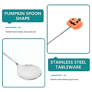 Kichvoe Small Pumpkin Shaped Spoon 4.9Inch Sugar Spoon Dessert Tea Coffee Stirring Spoon Tasting Spoon Halloween Home Decoration for Espresso Tea Coffee-6PCS