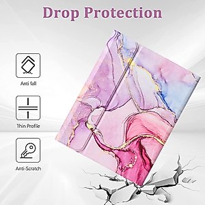 ZXA Keyboard Case for iPad 10th Generation 10.9", 2022/2023, for iPad Case 10th Gen Keyboard, Detachable Keyboard Case - Pencil Holder - for iPad Case Keyboard 10th Gen, Marble Pink