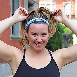 Sweaty Bands Women's Girls Headband - Non-Slip Velvet-Lined Princess Hairband - Crown Me Blue