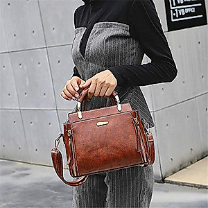 Mn&Sue Vintage SatchelHandbags for Women Shoulder Bag Work Tote Cross Body Messenger Bag (Dark Green)
