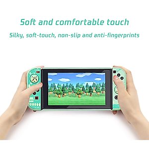 Dockable Case for Nintendo Switch, FANPL Protective Case Cover for Nintendo Switch and Joy Con Controller with 2 Marshal Design Thumb Grips - (for Animal Crossing Island Version)