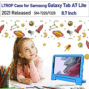 LTROP Kids Case for Samsung Galaxy Tab A7 lite 8.7 Inch 2021 SM-T225/T220, Galaxy Tab A7 Lite 8.7 Case, Shockproof Convertible Handle Stand Cover Case for Samsung Galaxy Tab A7 Lite 8.7” 2021, Blue