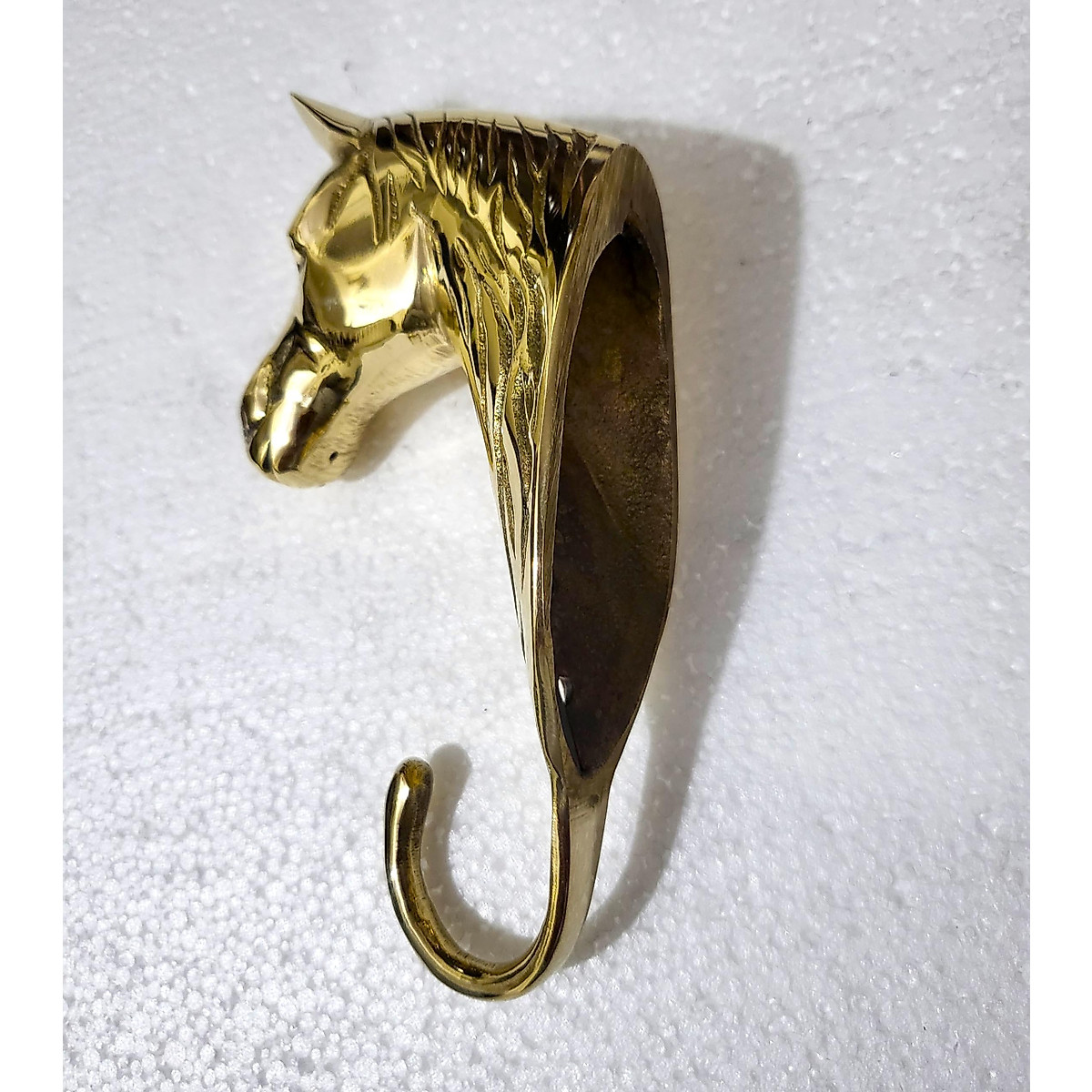 Brass Horse Head Wall Mount Hooks Set of 2 Pieces Sculpture Unique A Excellent Item for Home | Office | Restaurant Decorative Item Statue Coat Hook by INDIAART12