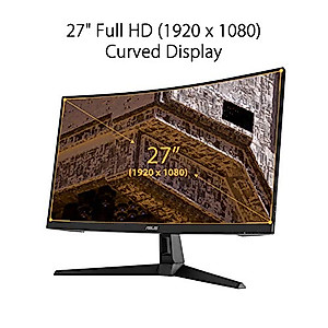 ASUS TUF Gaming VG27VH1B 27” Curved Monitor, 1080P Full HD, 165Hz (Supports 144Hz), Extreme Low Motion Blur, Adaptive-sync, FreeSync Premium, 1ms, Eye Care, HDMI D-Sub, BLACK