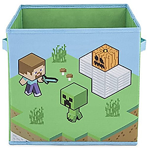 Jay Franco Minecraft Life 2 Pack Collapsible Cube Storage Bins – Kids Foldable Organizer with Handles (Official Minecraft Product)