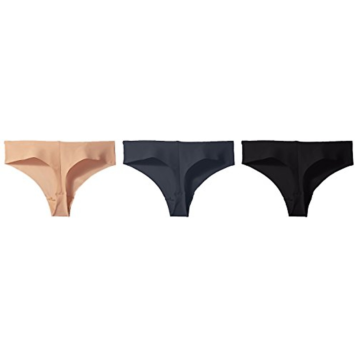 Calvin Klein Women's Invisibles Thong Multipack Panty, Speakeasy/Light Caramel/Black, Medium